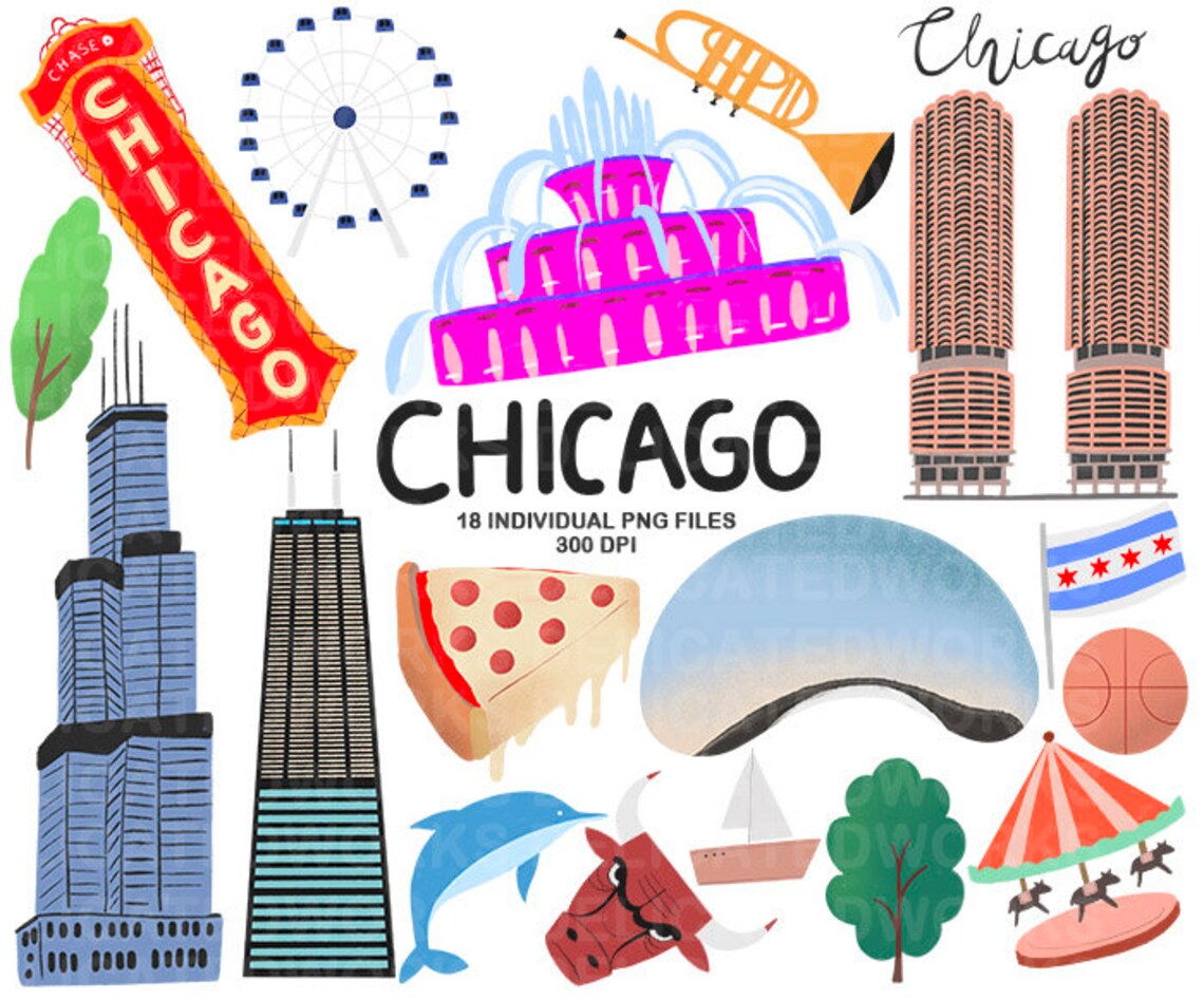 Chicago Clipart, Sticker Clipart, Clipart, Cute Clipart, City Clipart ...