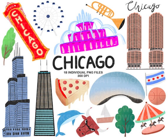 Chicago Clipart Sticker Clipart Clipart Cute Clipart City | Etsy