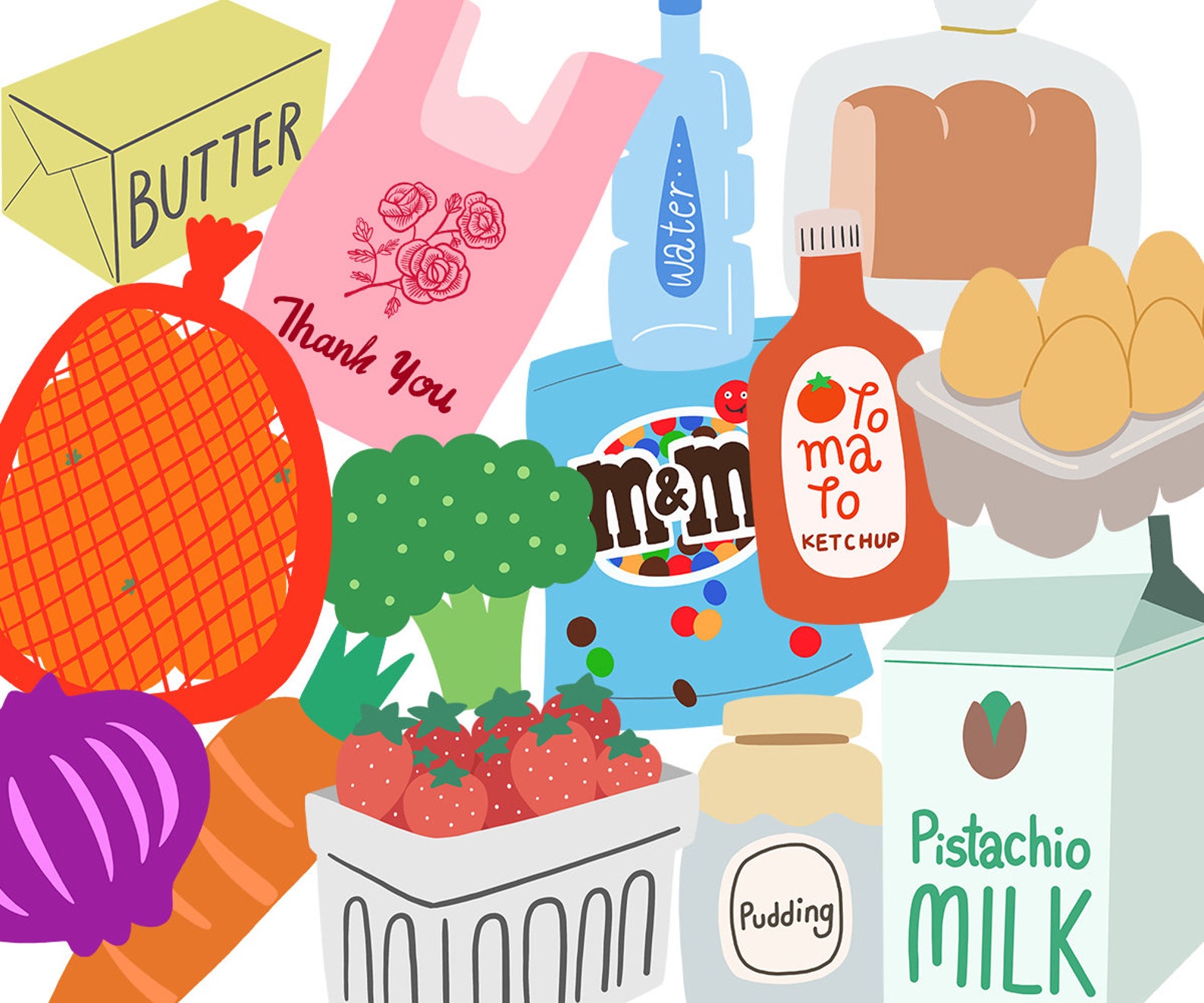 Groceries Clipart, Sticker Clipart, Planner Sticker Clipart, Food ...