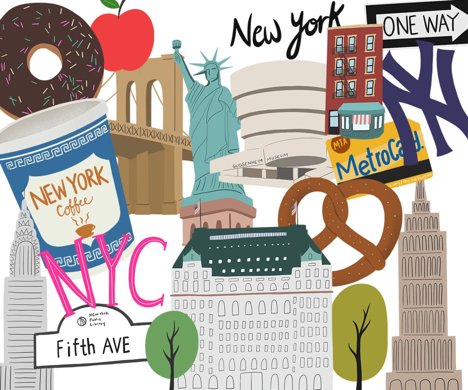 New York Clipart, Travel Stickers for Planners and Journals, Nyc ...