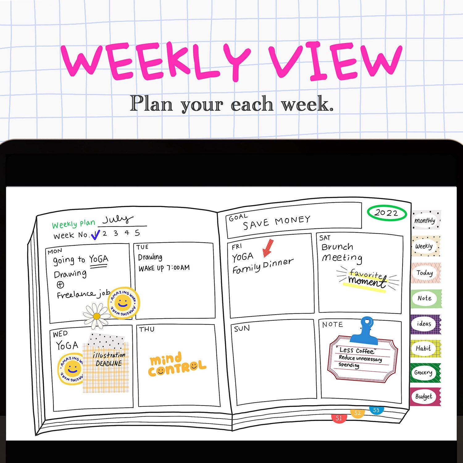 Goodnotes Life Planner Journal Hand Drawn Style Hyperlinked Undated - Etsy