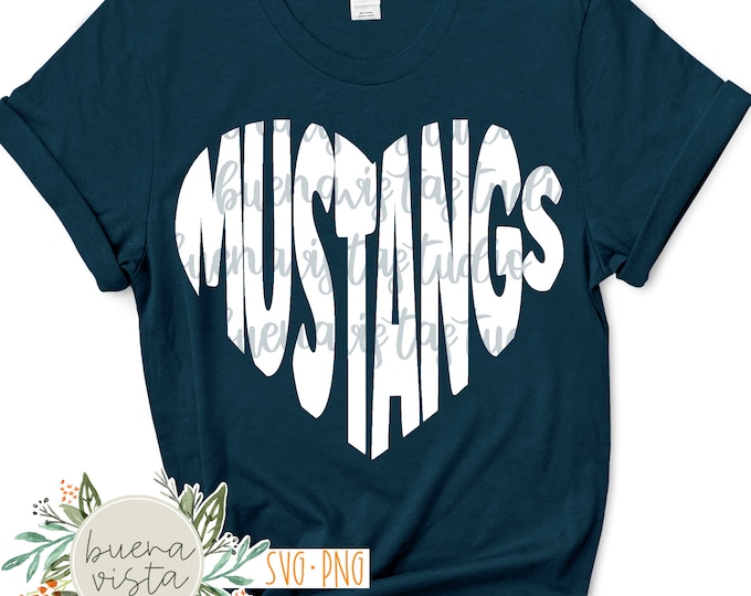 Mustangs Heart Mascot SVG Digital Cut File PNG - Etsy