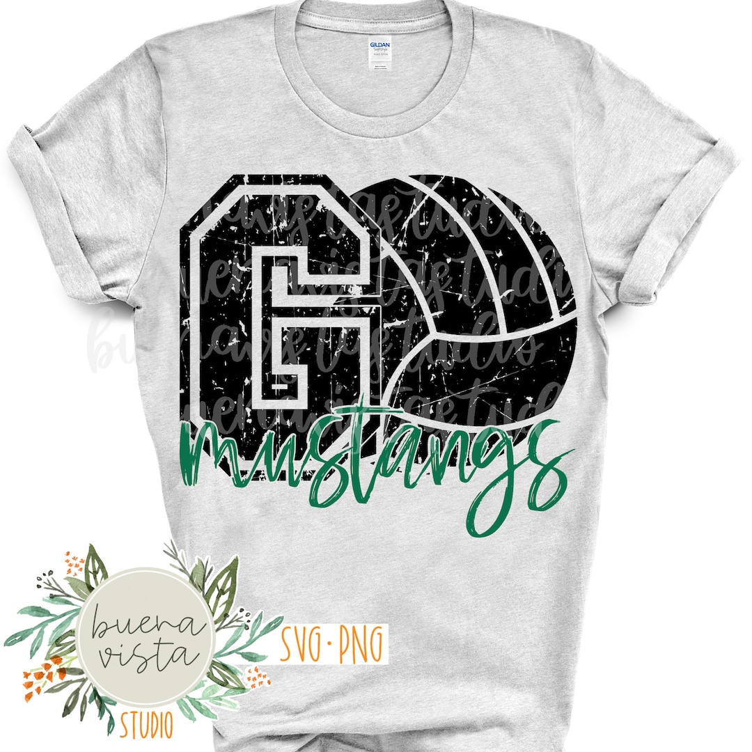 Go Mustangs Mascot Volleyball Spirit Shirt SVG + PNG Digital Cut File ...