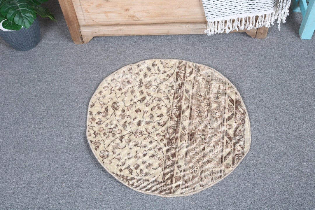 Turkish Rug, Small Rug, Round Rug, Vintage Rug, Oushak Rugs, Rugs for ...