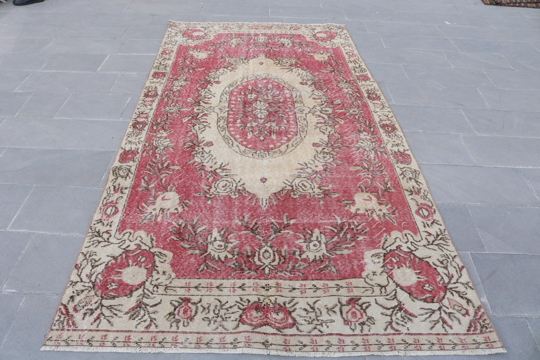 Ethnic Dining Room Rug, Vintage Rug, Red Antique Rug, Turkish Rug, Rugs ...