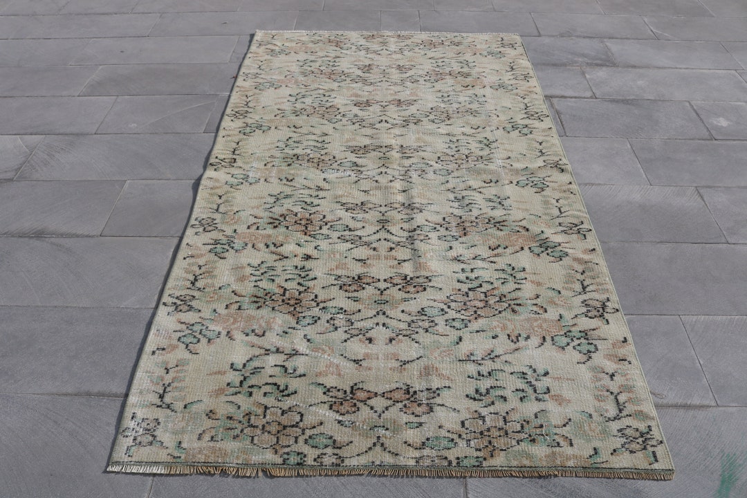 Oushak Rug, Beige Colorful Rug, Turkish Rug, Vintage Rug, Rugs for ...