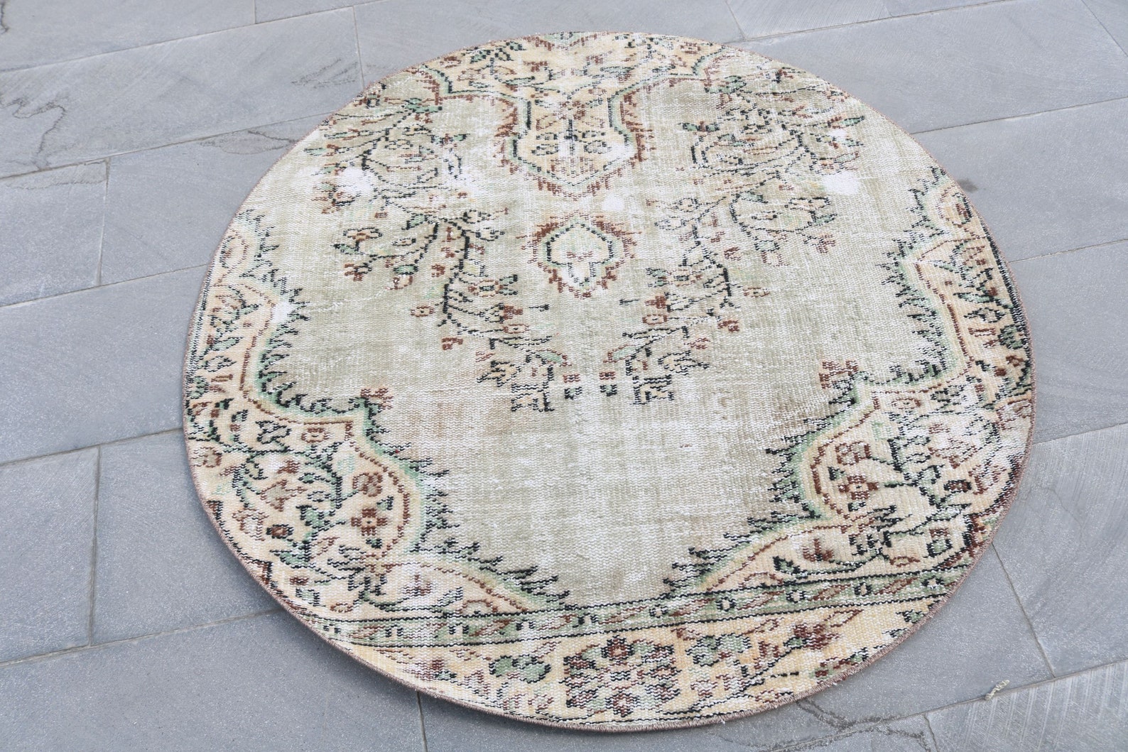 Turkish Rug Round Rug 4.1x4.1 Ft Vintage Rug Circle Rug - Etsy