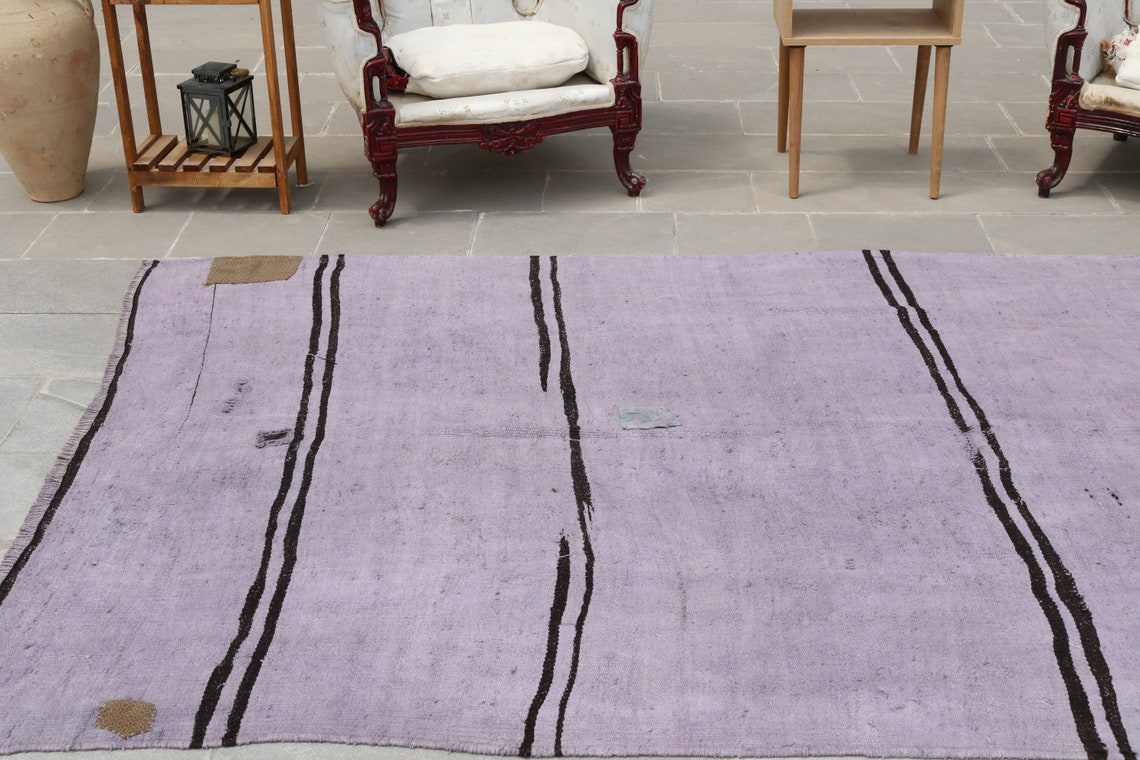 Lilac Rug Hemp Rug 5.6x11.5 ft Purple Rug Turkish Rug | Etsy
