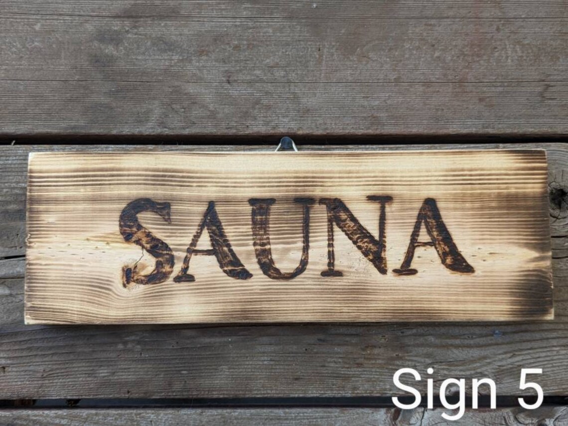 Sauna Sign Wood Burned Sauna Sign Finnish Sauna - Etsy
