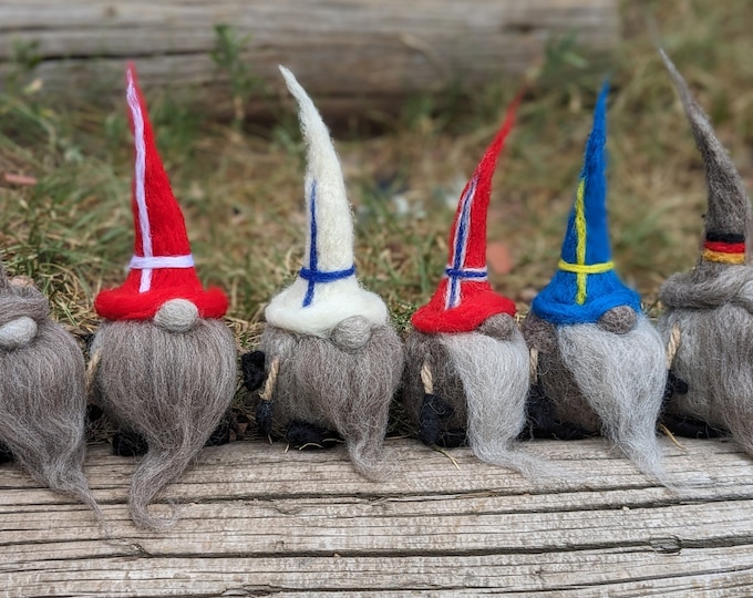 Custom Gnome Country Flag Gnome Needle Felted Gnome Scandinavian Gnome ...