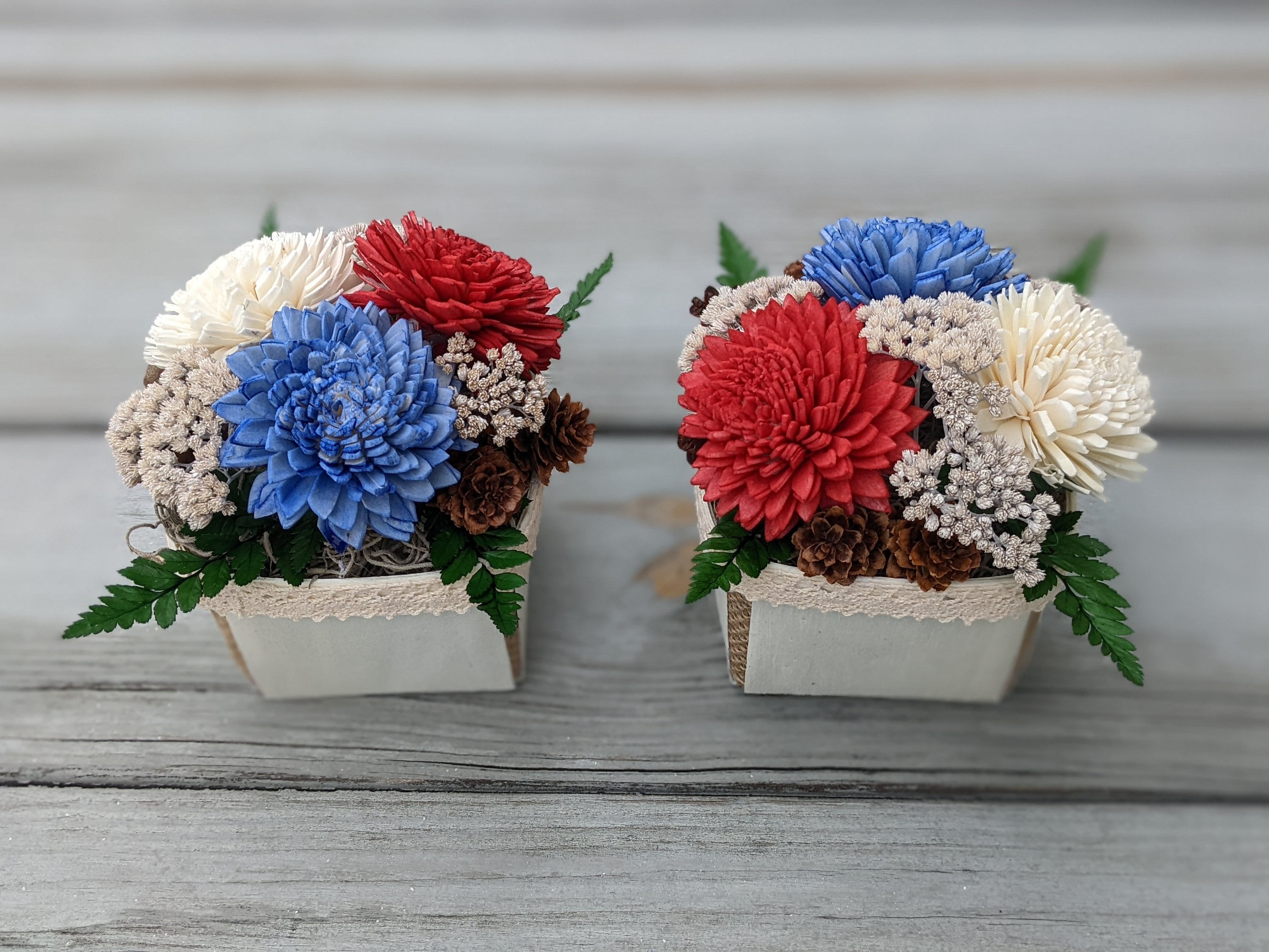 Set of Two Memorial Day Flower Arrangements 4th of July - Etsy