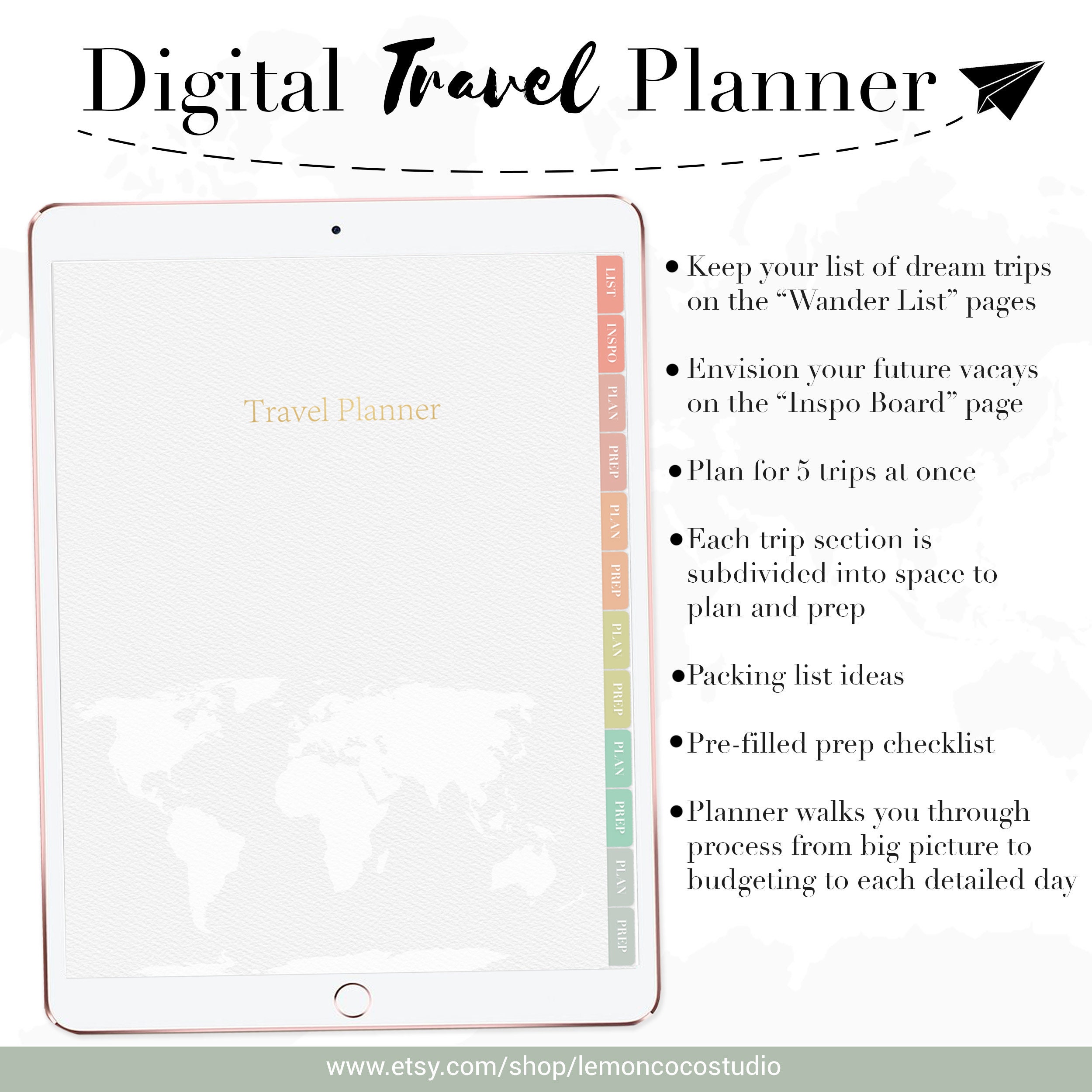 All-in-one Digital Travel Planner | Goodnotes Planner | Travel Planner ...
