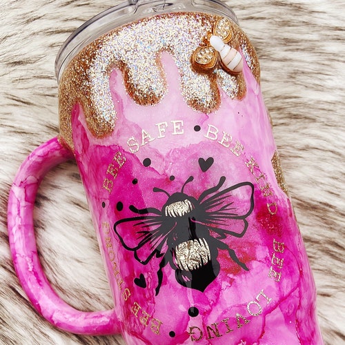 3D Bumble Bee Peekaboo Drip Glitter Tumbler - Etsy