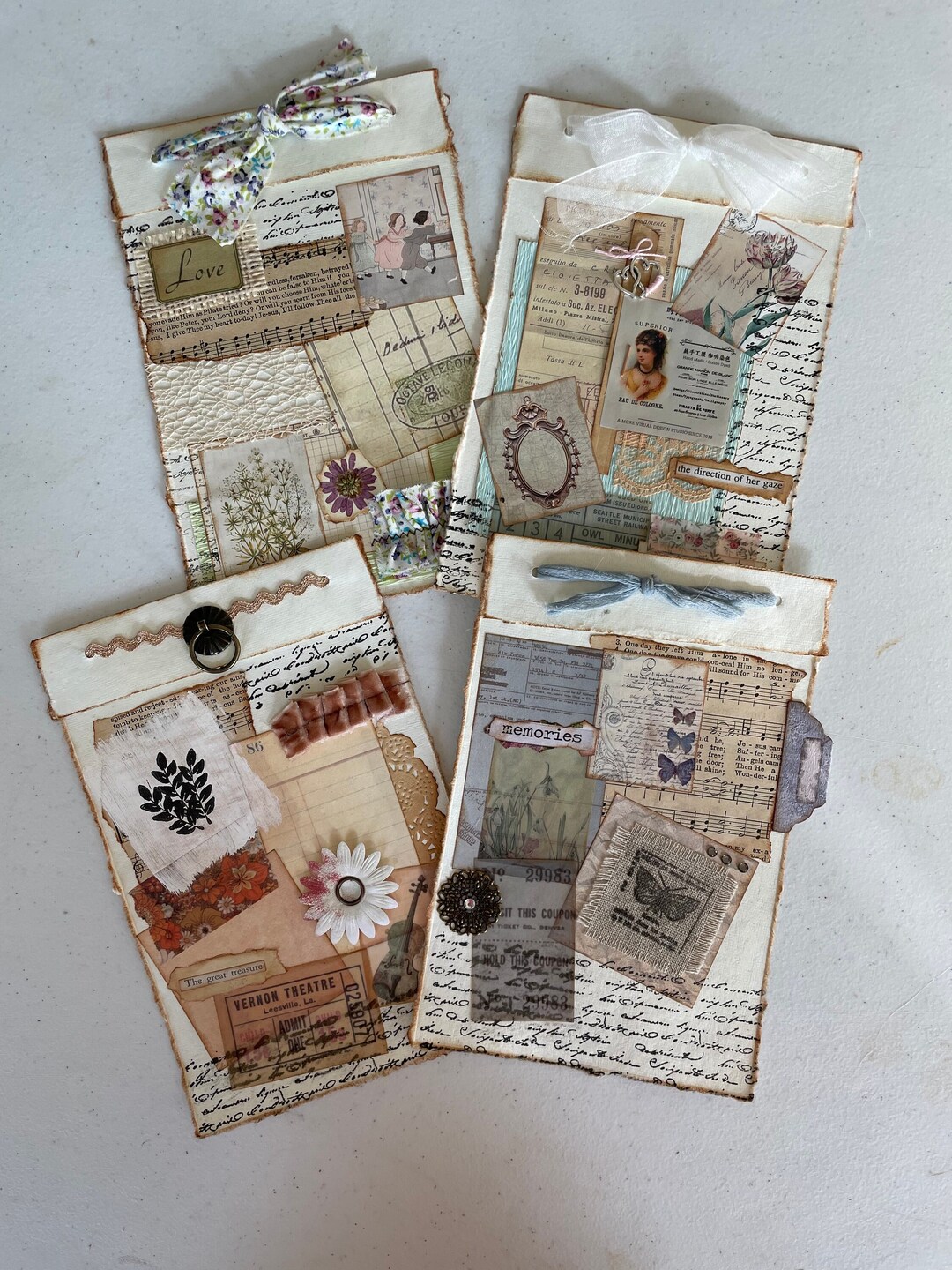 Large Collaged Journaling Card - Four Pieces Handmade - Etsy