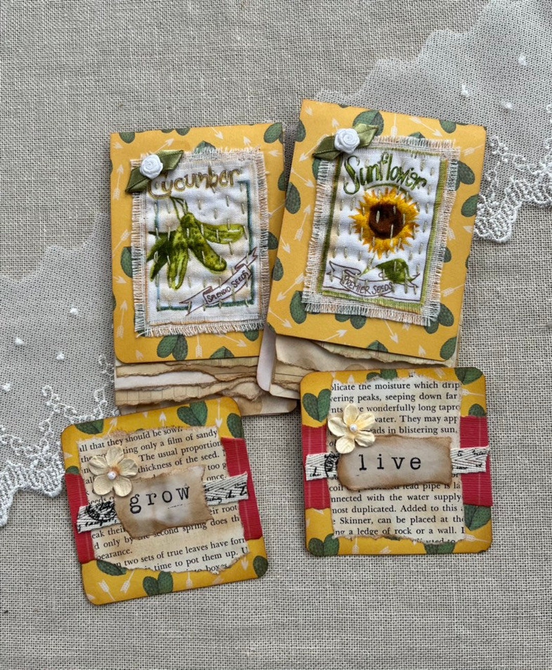 Slow Stitched Paper Tablets and Journaling Cards 4 Pieces - Etsy