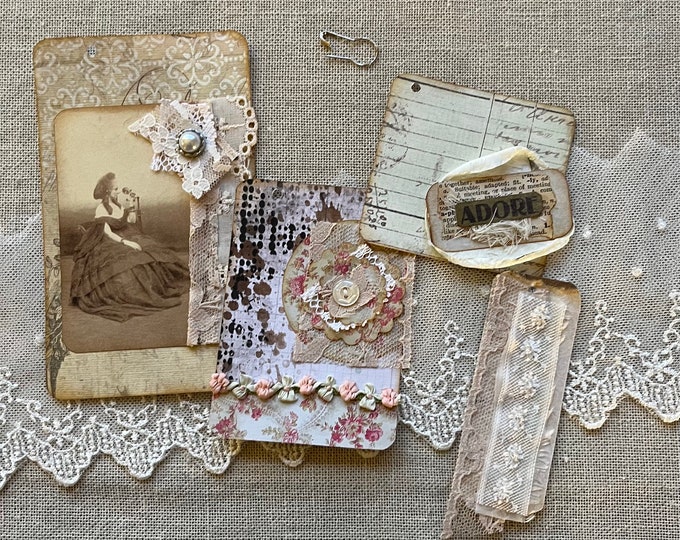 Handmade Ephemera Journaling Cards With Bulb Pin- Victorian Themed ...
