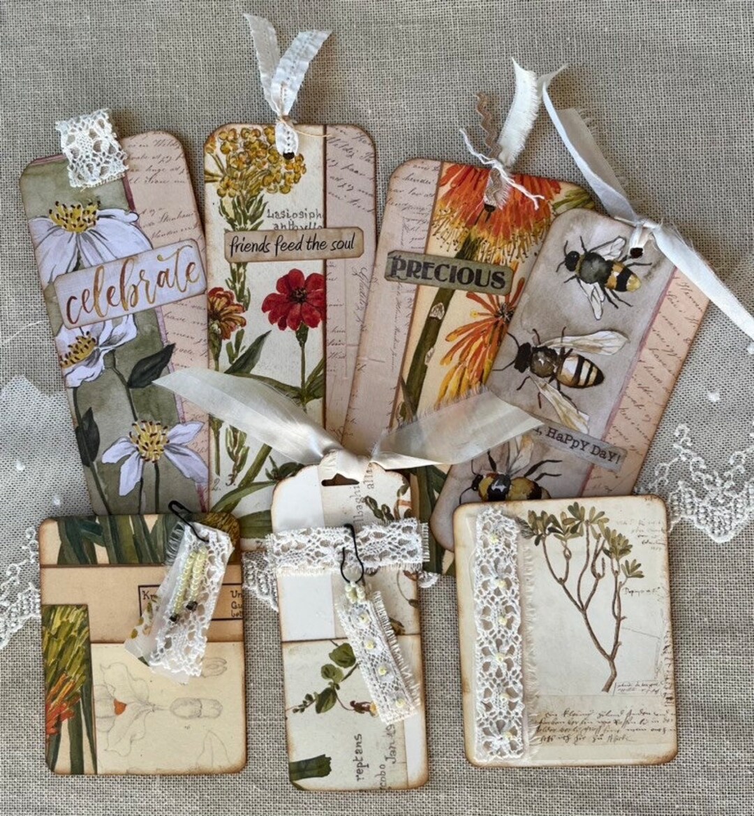Tri-fold Flower Themed Ephemera Packet - 8 Pieces - Journaling Ephemera ...
