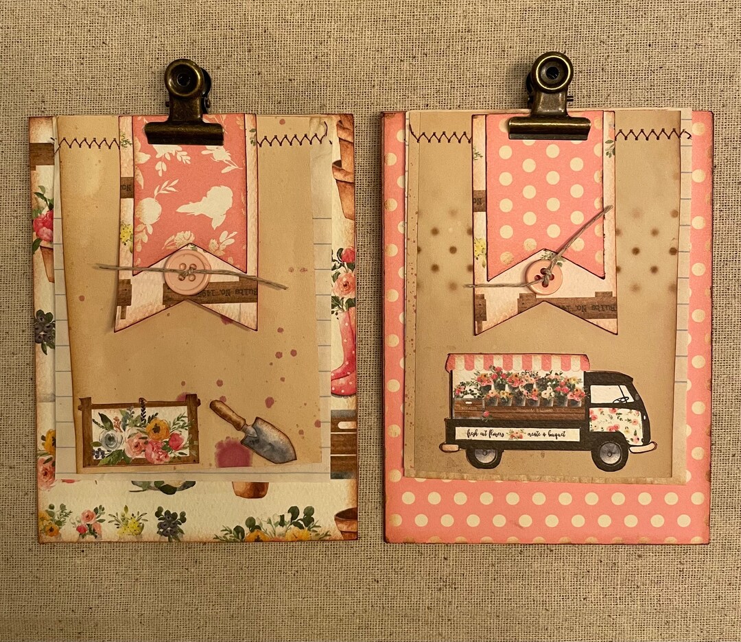 Mini Journaling Clipboards-garden Theme Two Pieces - Etsy
