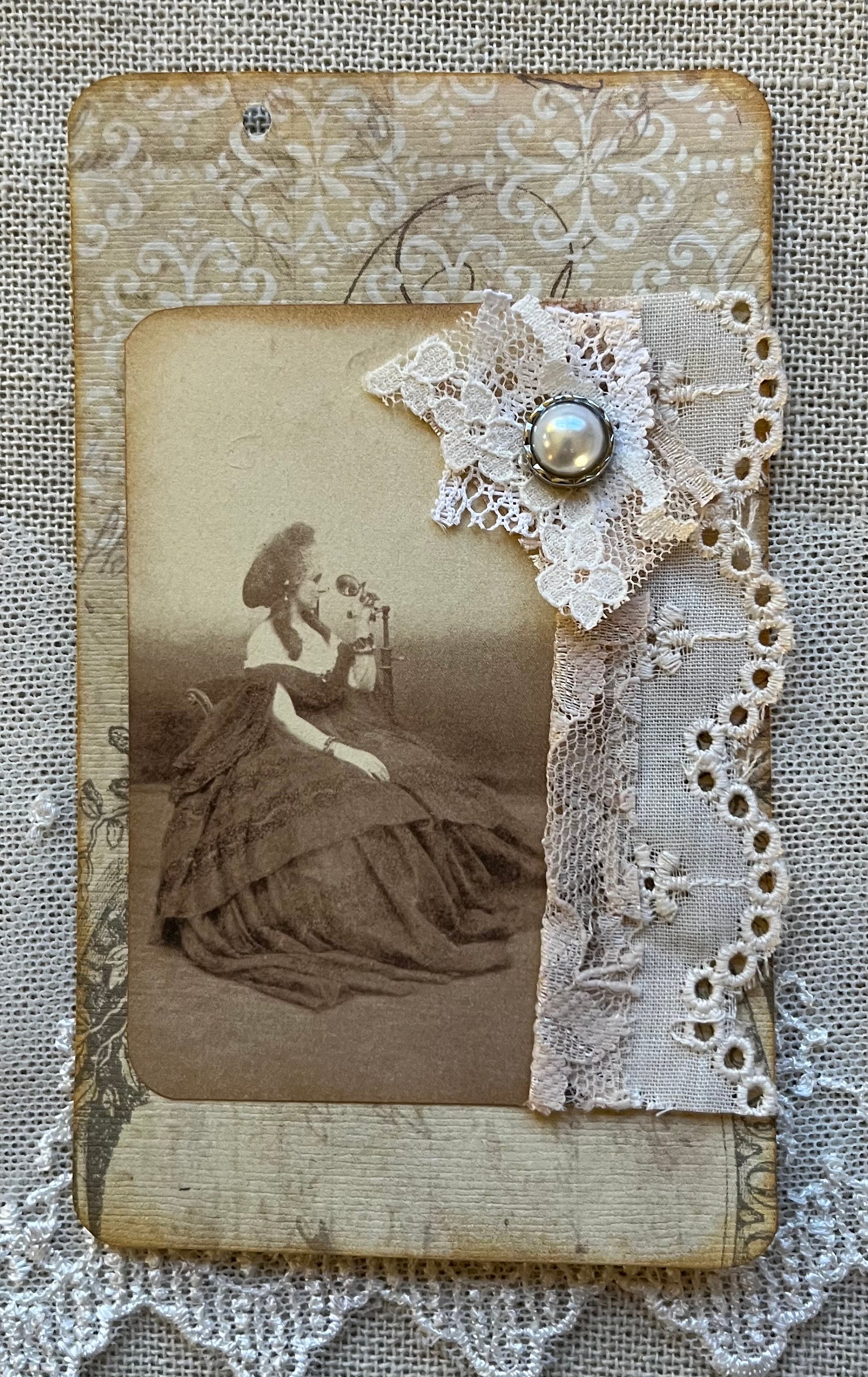 Handmade Ephemera Journaling Cards With Bulb Pin Victorian Themed Four ...