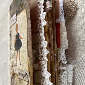 Little Girl Themed Hardcover Journal Collaged Tabs Lace Edgings ...