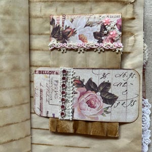 A Rose is a Rose Hardcover Journal - Collaged Tabs - Lace Edgings ...