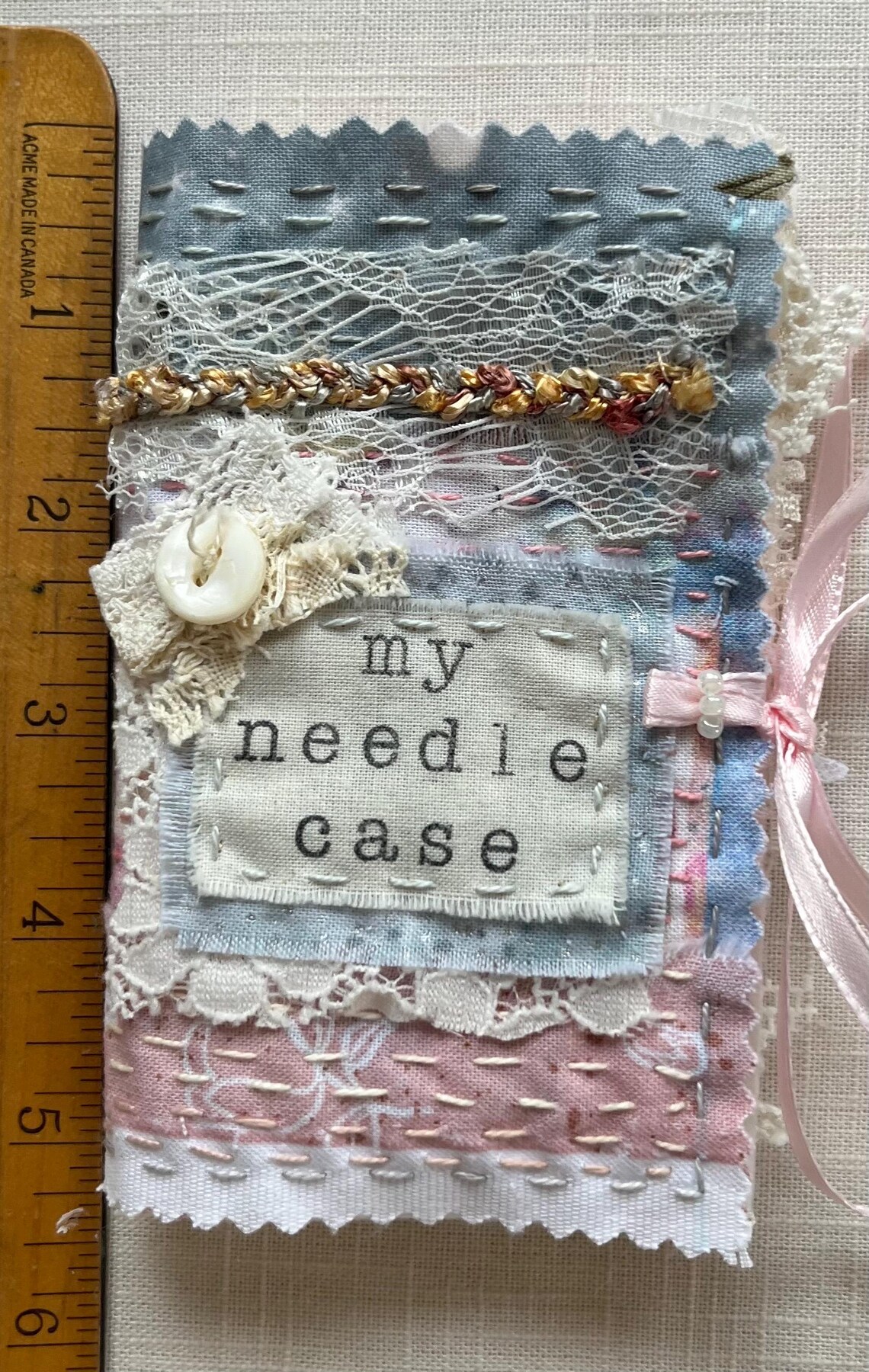Needle Case - Slow Stitched - Handstitched - Hand Stamped - Etsy