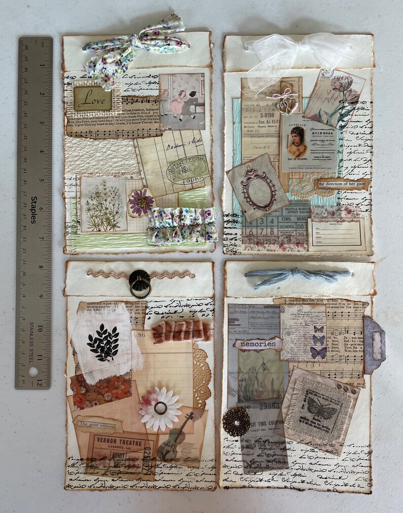 Large Collaged Journaling Card Four Pieces Handmade - Etsy