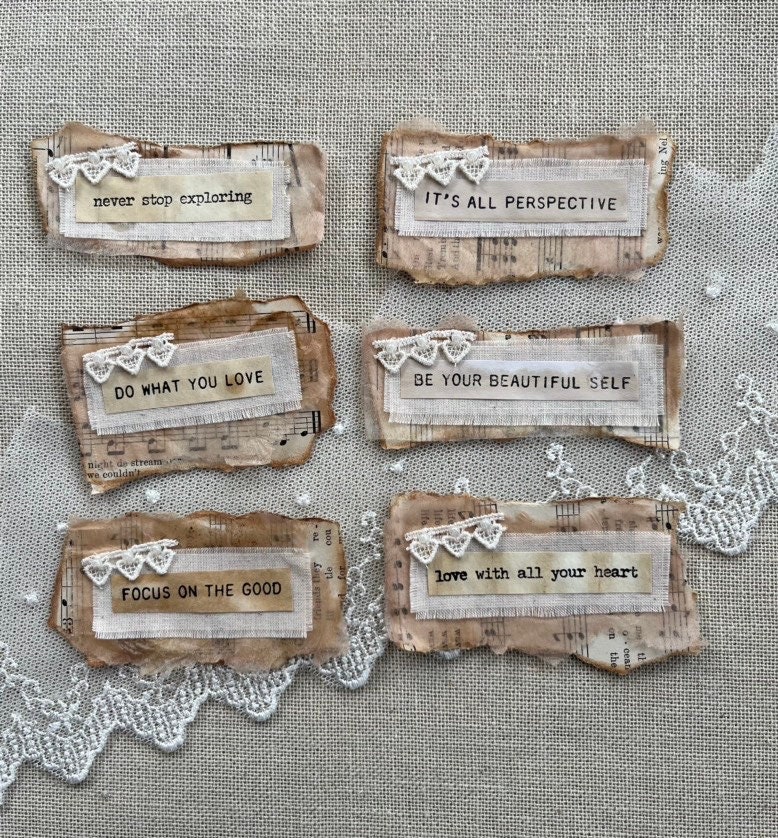 Journaling Ephemera 6 Pieces Hand Stamped Saying Clusters - Etsy