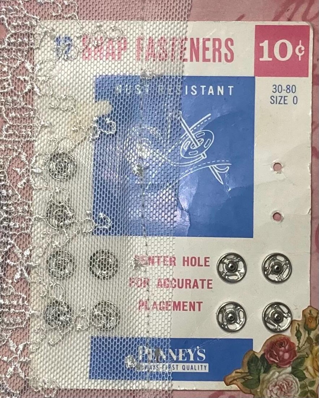 Vintage Snap Fasteners Themed Journal Card - Ephemera - Embellishment ...