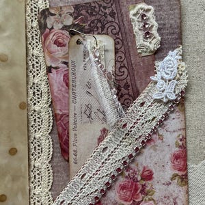 A Rose is a Rose Hardcover Journal Collaged Tabs Lace Edgings Handmade ...