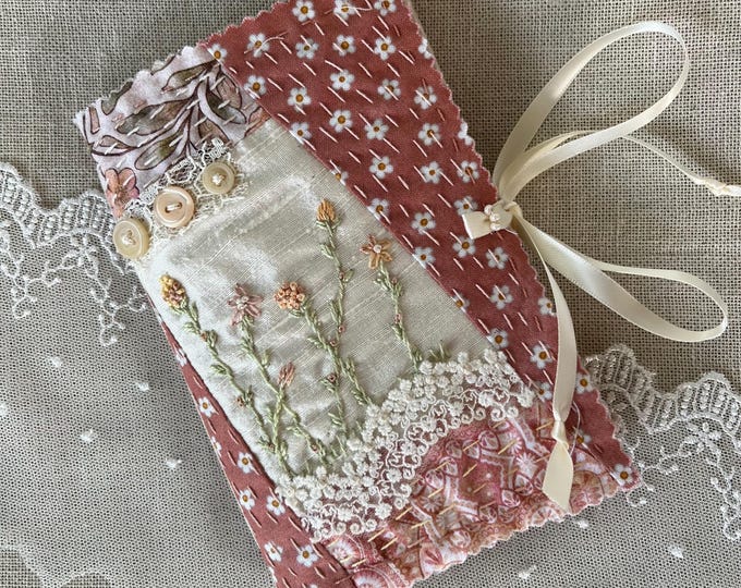 Medium Slow Stitched Hand Embroidered Journal - Handmade Journal ...