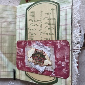 Christmas Themed Hardcover Journal Collaged Tabs Lace/fabric Edgings ...