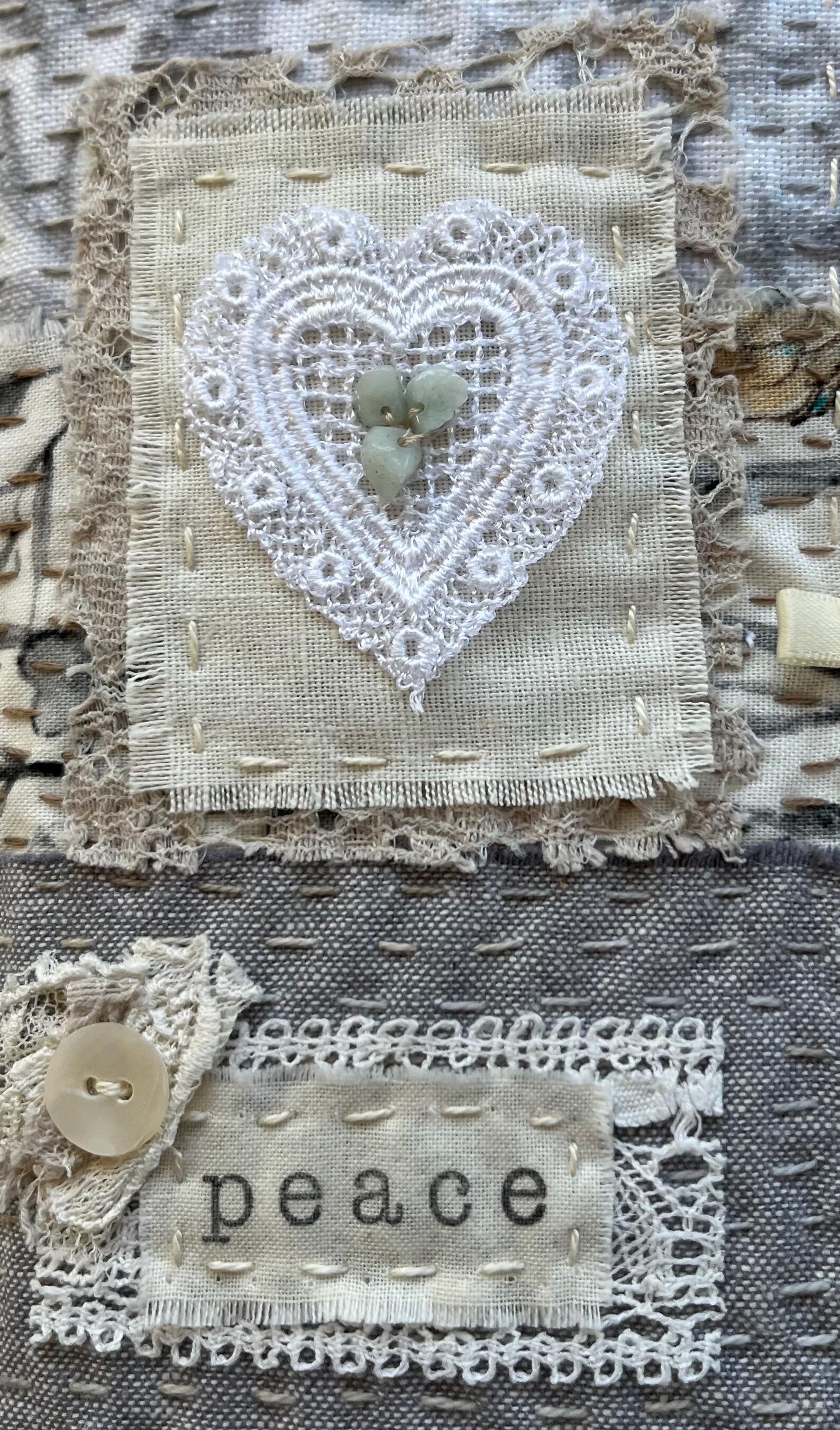 Medium Slow Stitched Peace Journal - Handmade Journal - Wedding Journal ...