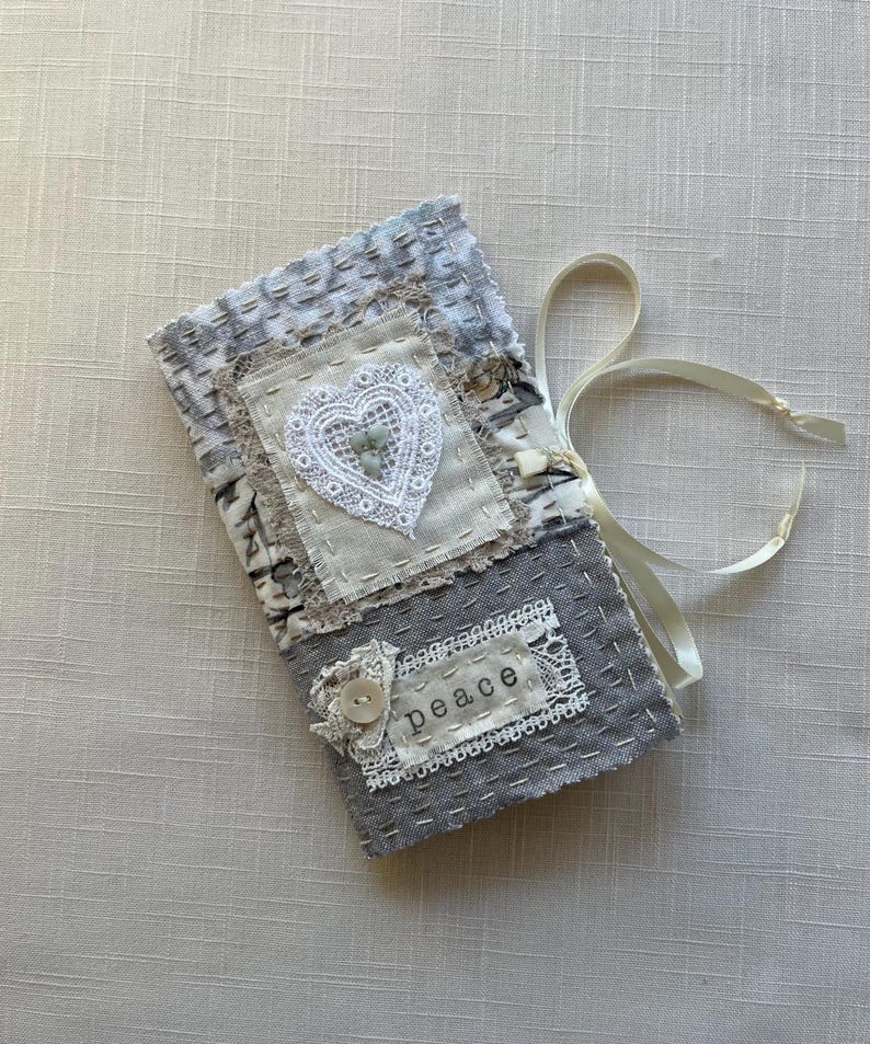 Medium Slow Stitched Peace Journal - Handmade Journal - Wedding Journal ...