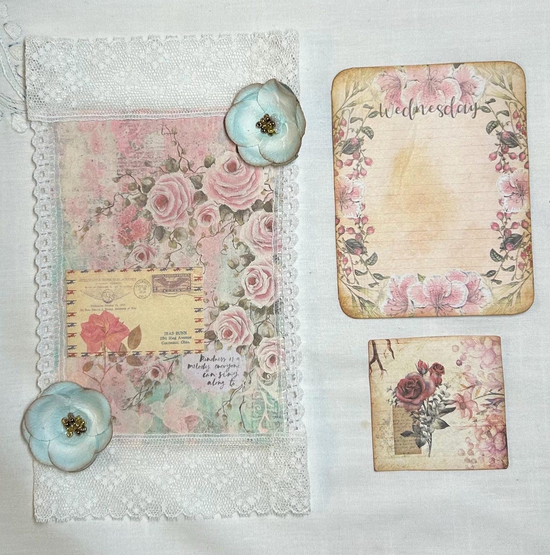 Three Piece Floral Themed Journaling Card Set - Etsy