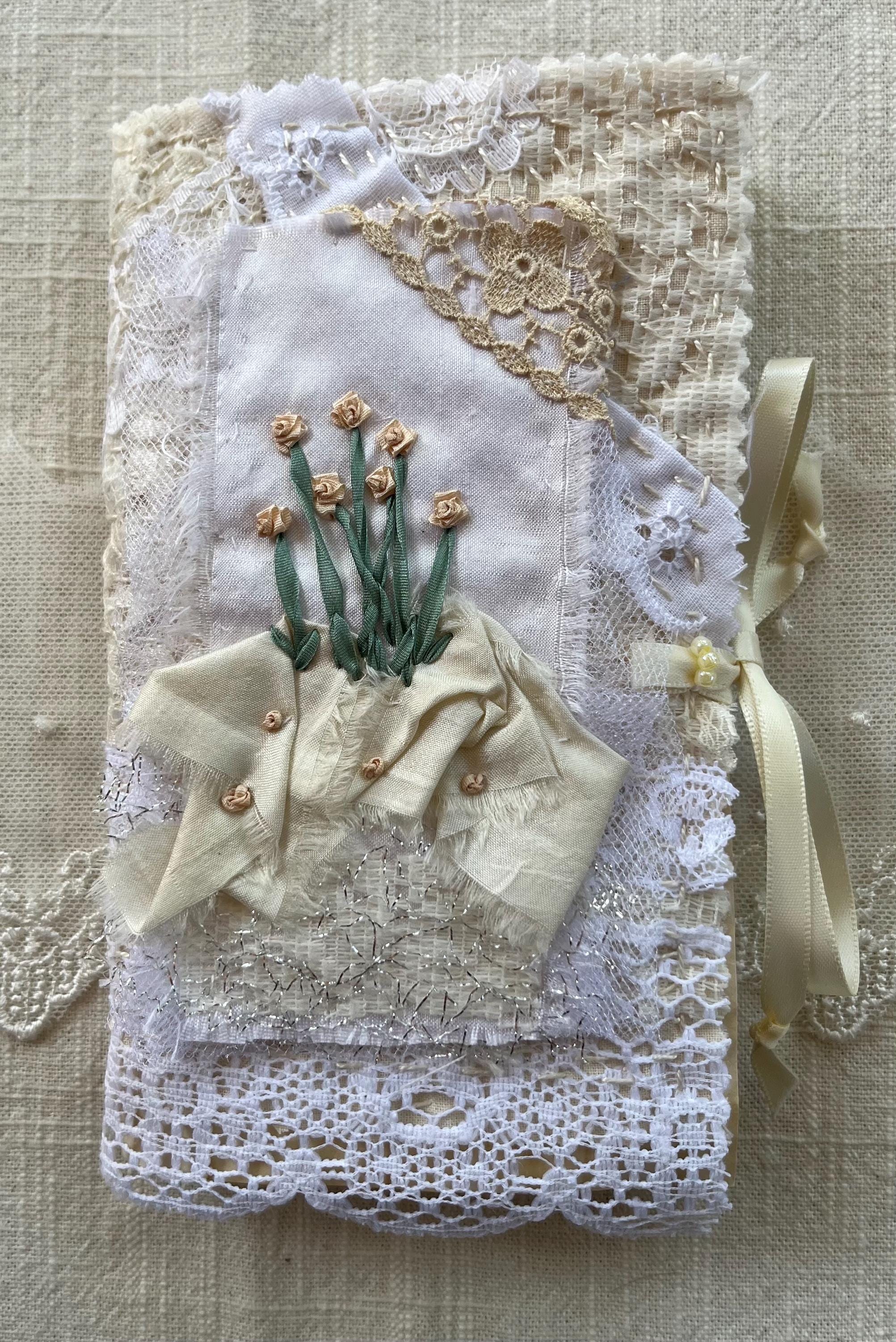 Medium Slow Stitched, Hand Embroidered, Lace Collaged Journal Handmade ...