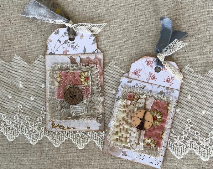 Handmade Ephemera - Two Envelopes and Two Journaling Cards - Collaged ...