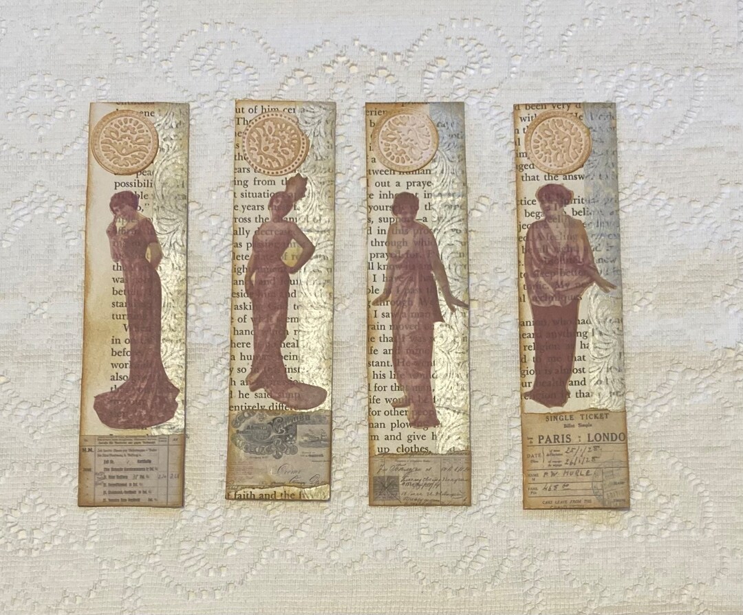 Vintage Woman Themed Belly Band Set of 4 hand Made Ephemera - Etsy
