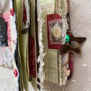 Christmas Themed Hardcover Journal Collaged Tabs Lace/fabric Edgings ...