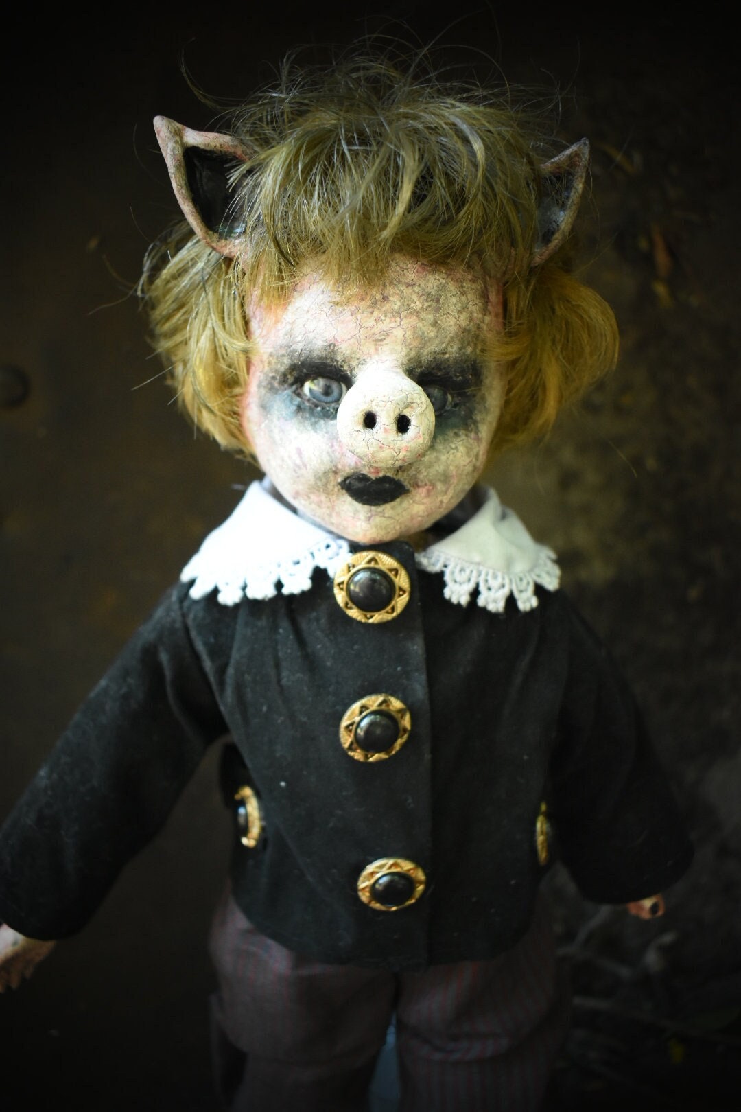 Creepy Doll Dark Art Boy Pig Weird Scary Spooky Doll Zombie Dollz ...