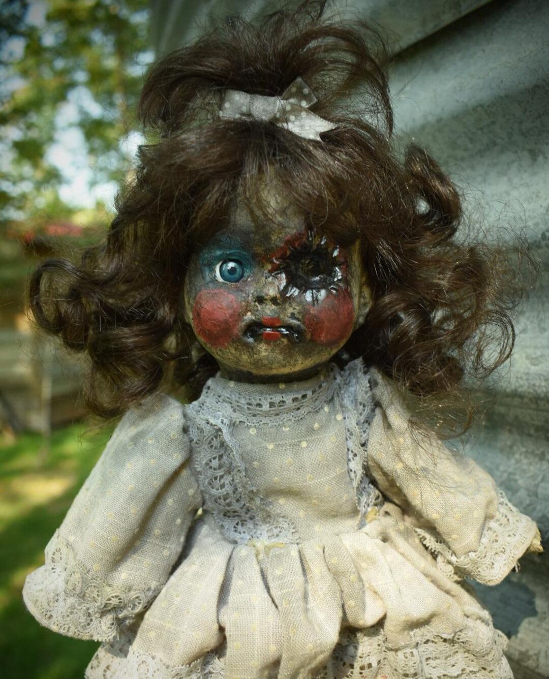 Creepy Doll Dark Art Disturbing Girl Doll Spooky Zombie Dollz Original Demonic Scary Haunt Ghoul ...