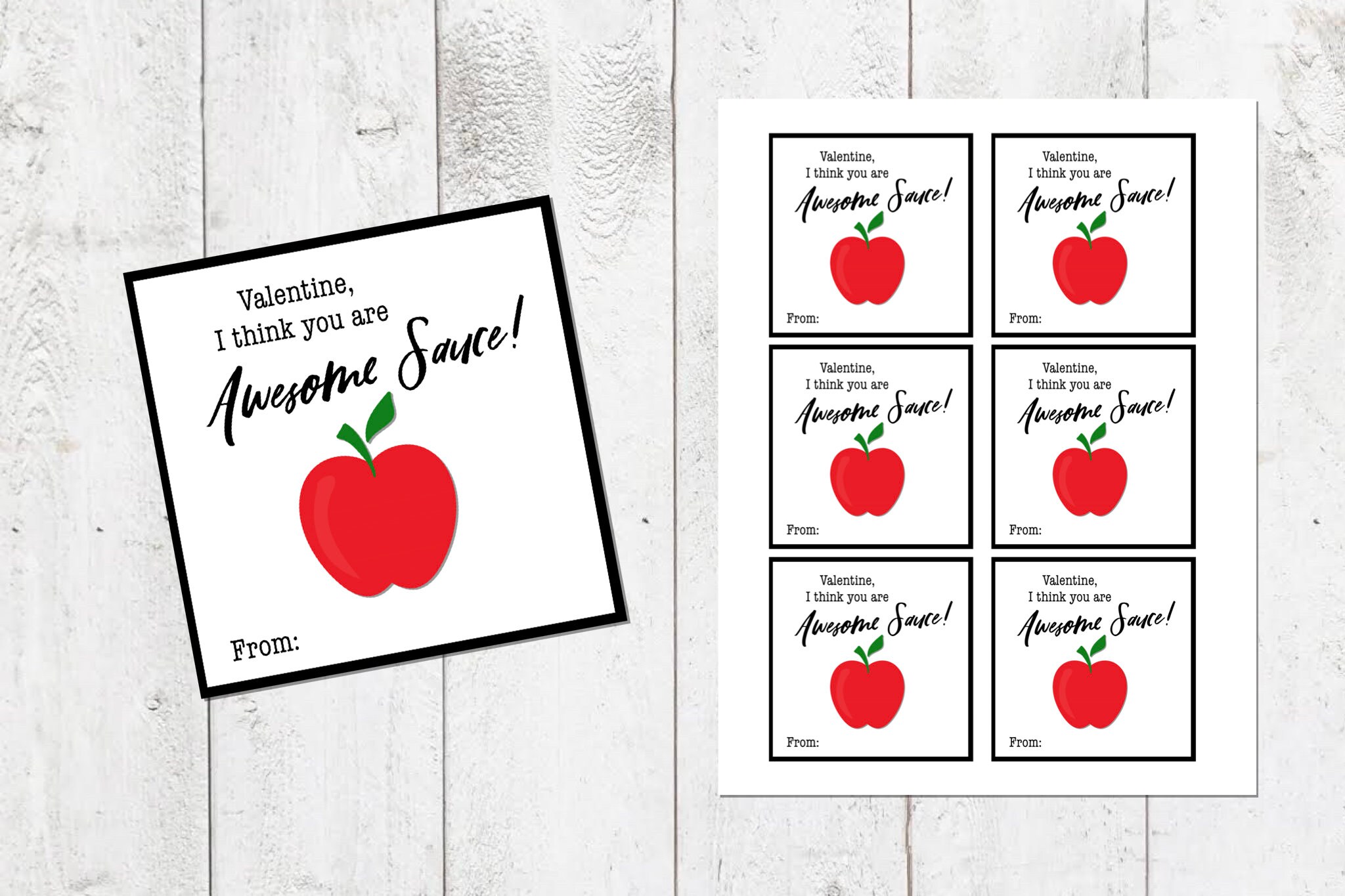 Applesauce Valentine Tag School Gift Tag Valentine Gift - Etsy