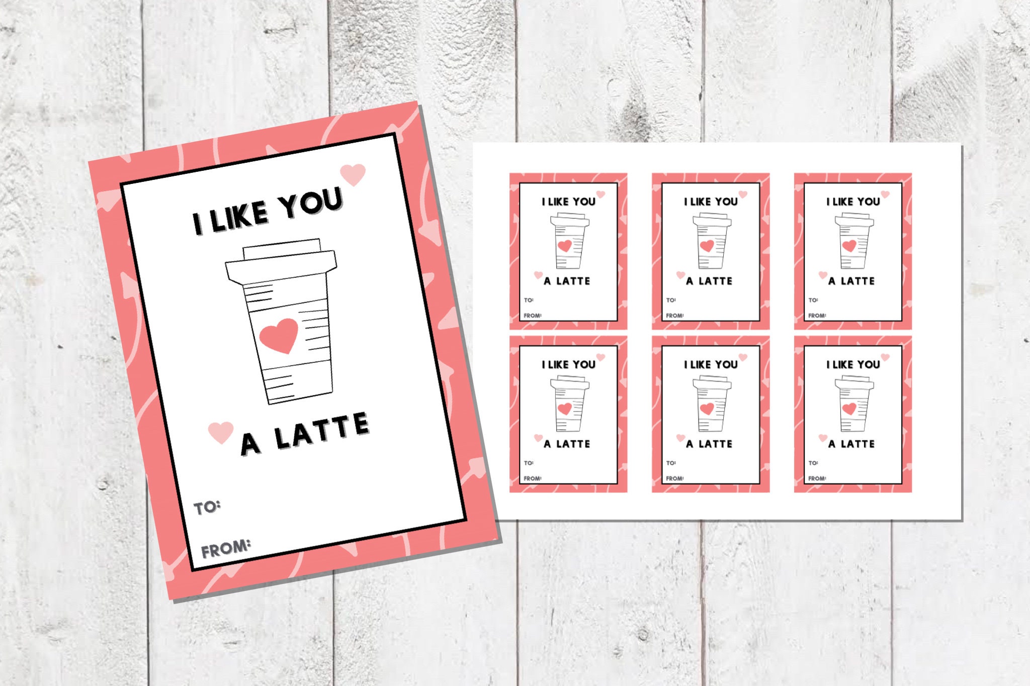 I Like You a Latte Valentine, Printable Valentine PDF, Instant ...
