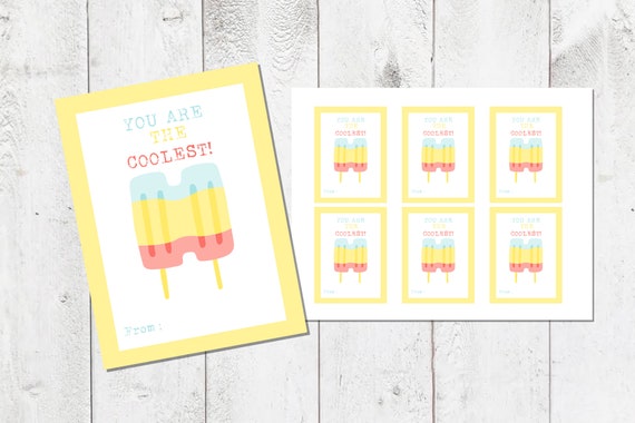 You're the Coolest Popsicle Valentine Printable | Etsy