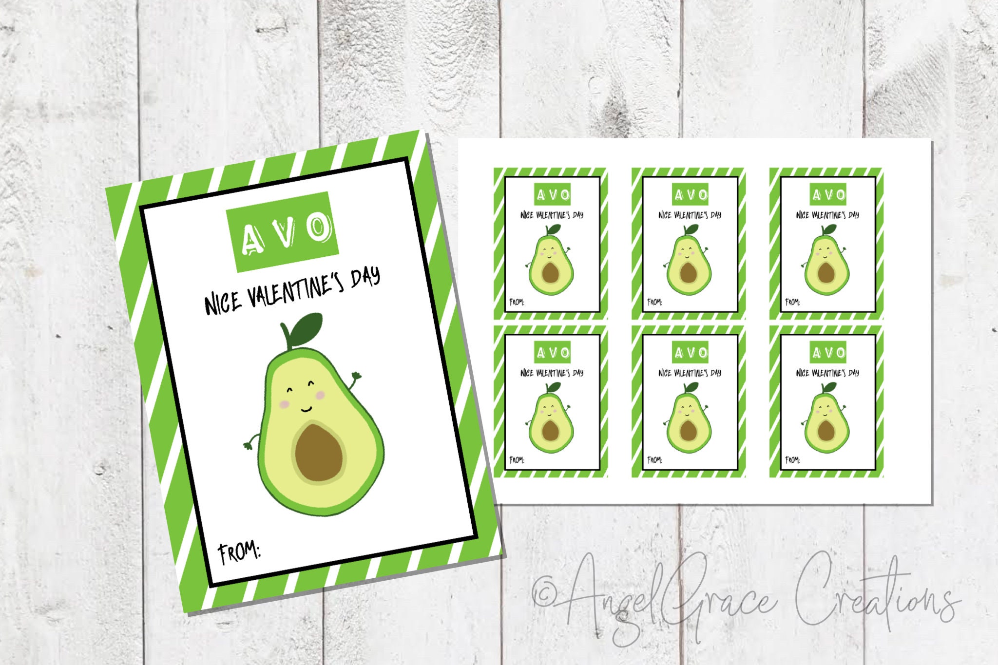 Avocado Printable Valentine,valentine PDF, Instant Printable Digital ...