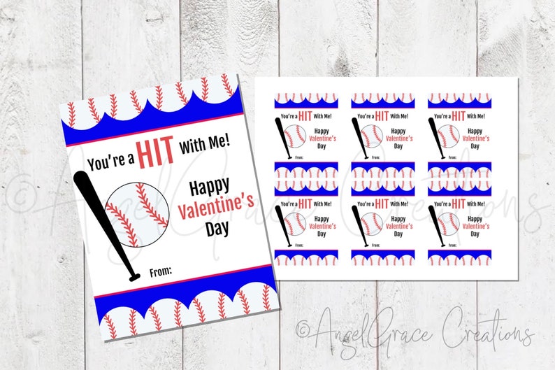 Baseball Valentine Card, Printable Baseball Valentine's Day Card, Kids ...