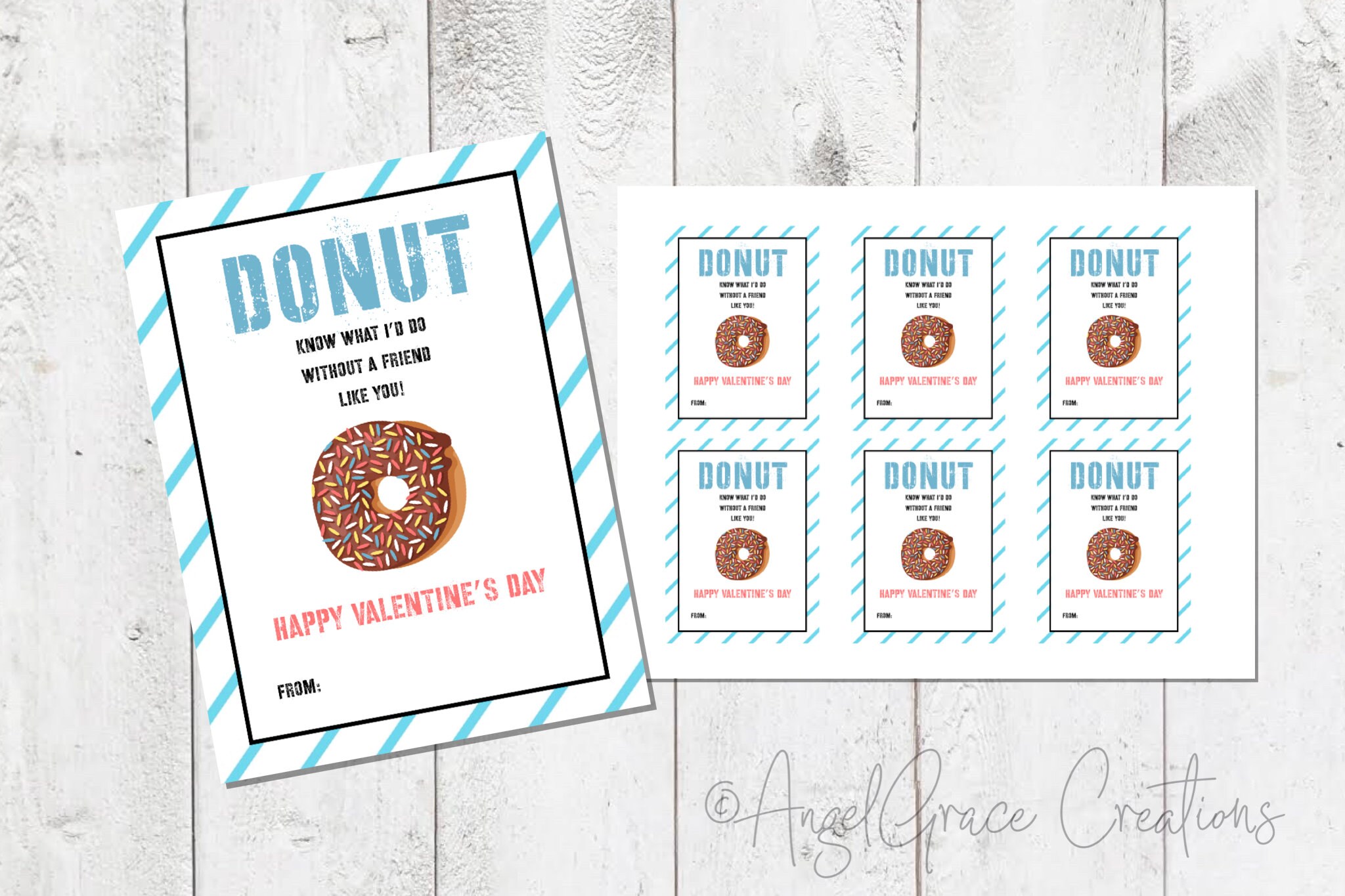Donut Valentine Printable Valentine Kids Valentine - Etsy
