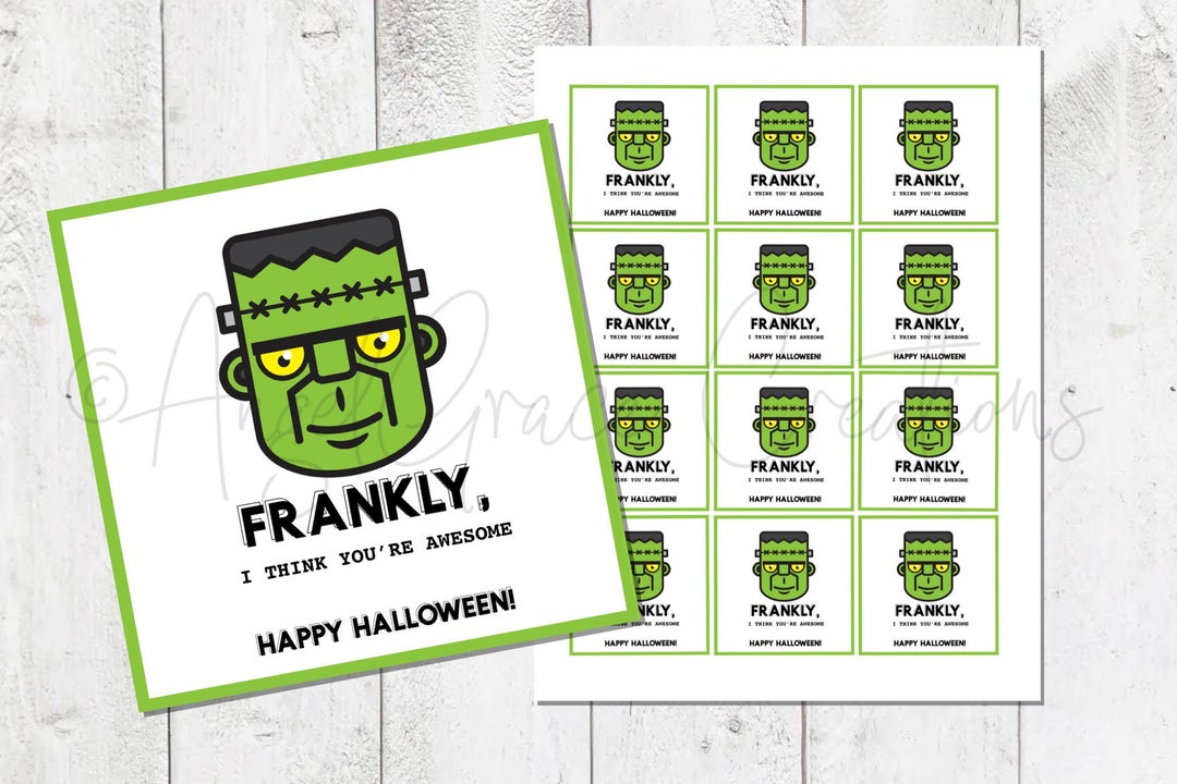 Frankenstein Printable Halloween Tags, Halloween Treat Tags, Halloween ...