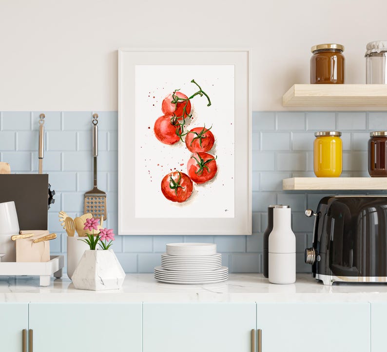 Abstract Tomato Watercolor Print | Tomatoes Illustration, Kitchen ...