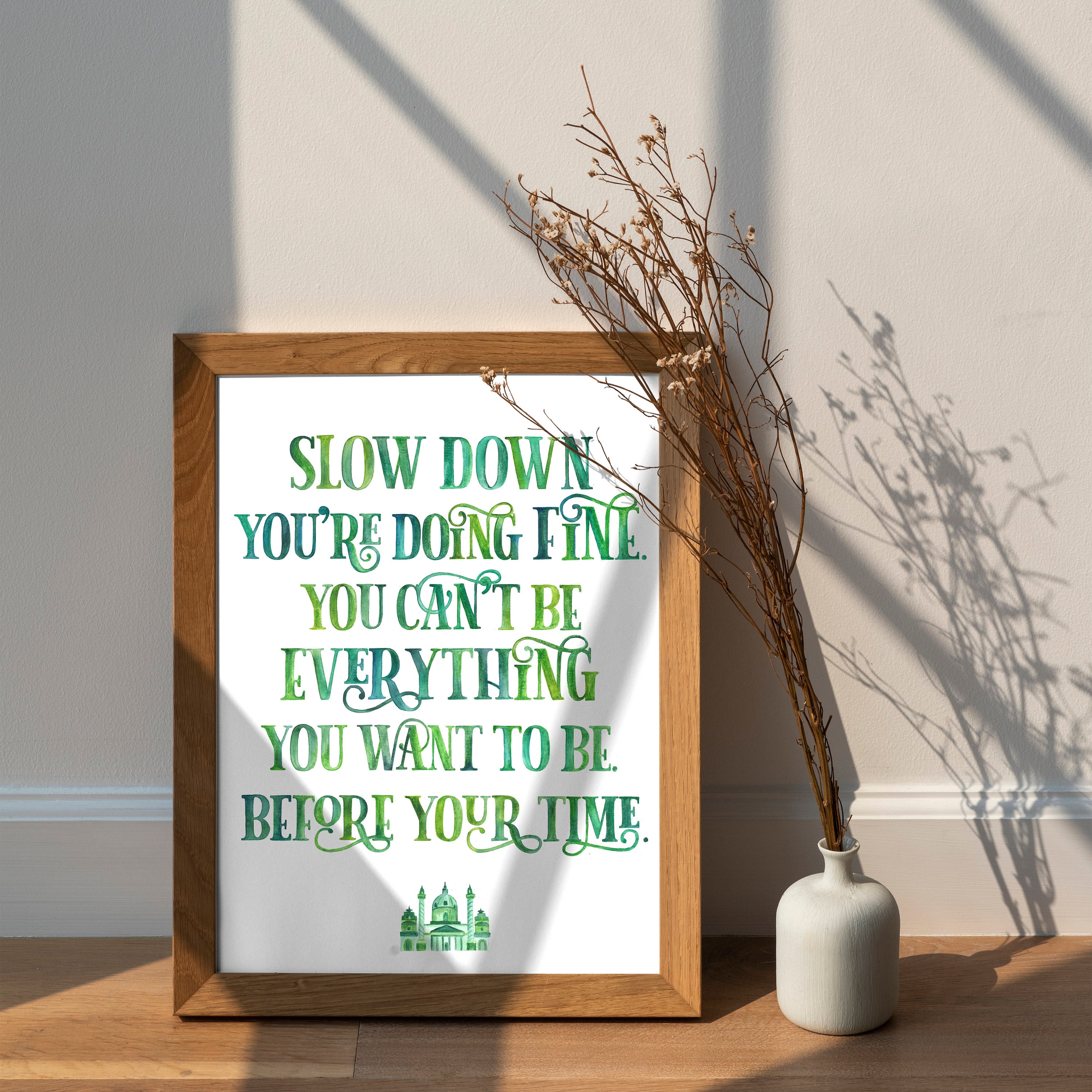 Slow Down You're Doing Fine Art Print Inspirational | Etsy